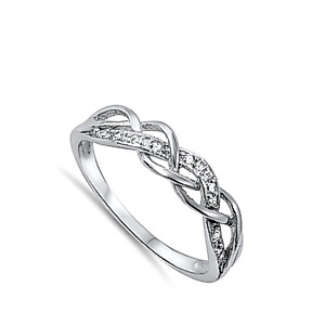 Infinity Knot White CZ Promise Ring New .925 Sterling Silver Band Size 11