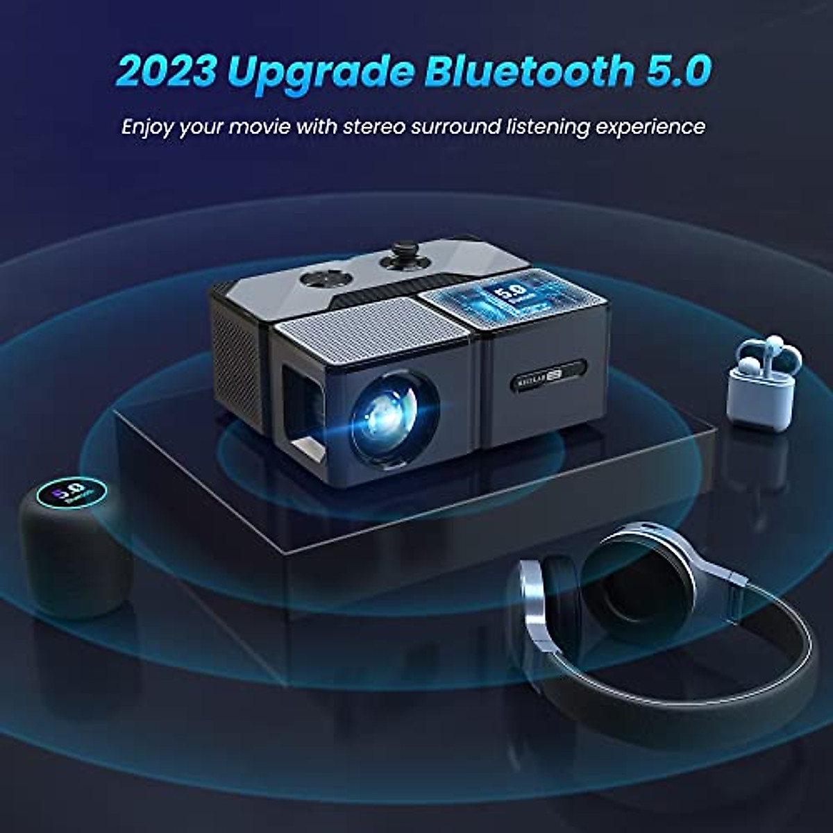 Projector with WiFi and Bluetooth, 5G Mini 1080P/ 4K Support Outdoor Movie Projector, 680 ANSI Ricilar Portable Home Theater Video Projector Compatible with Phone/TV Stick/USB (Screen not Included)