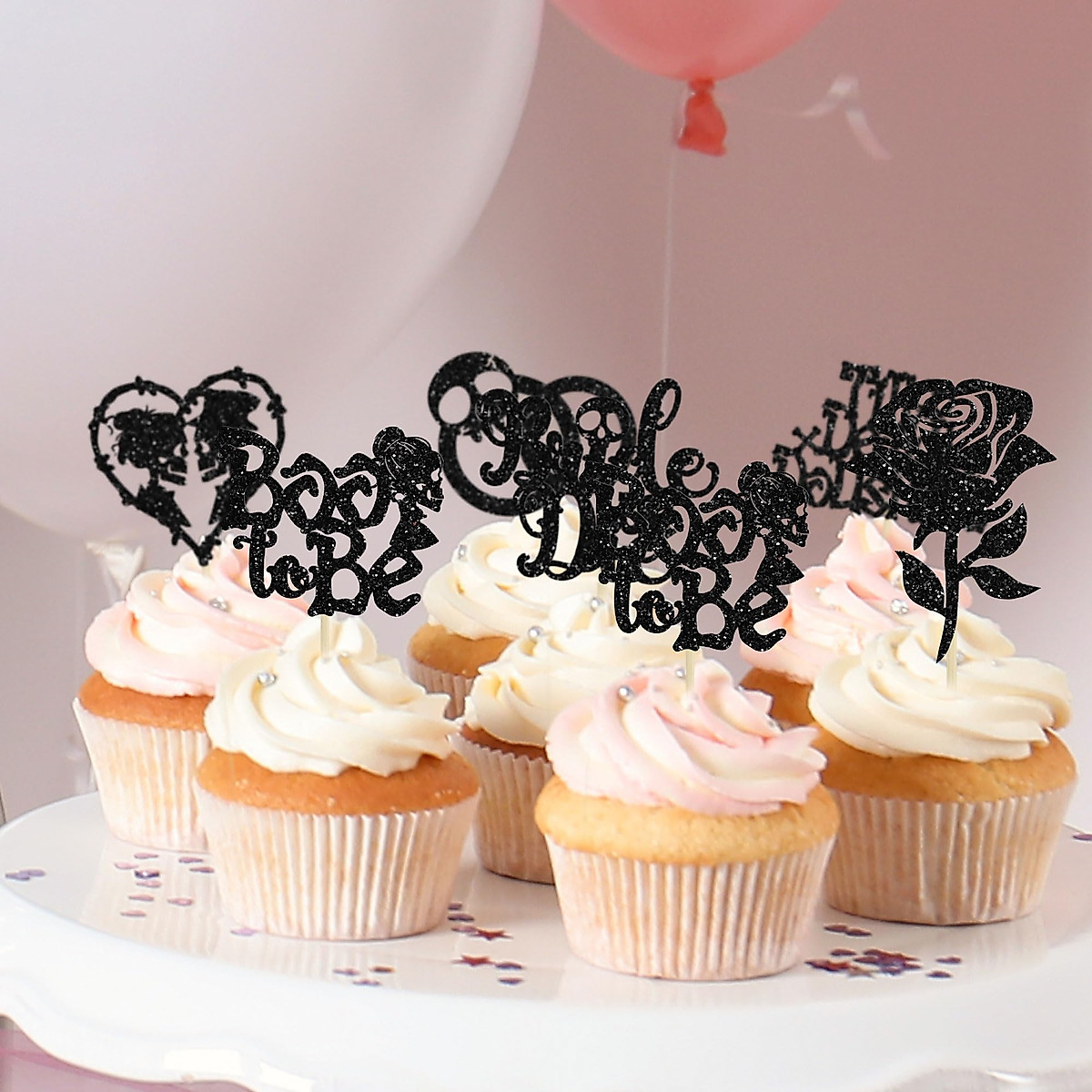 24Pcs Halloween Bachelorette Cupcake Toppers Black Glitter Boo To Be Ring Bride Or Die Skull Heart Blood Cake Picks Horror Ghost Engagement Party Decorations