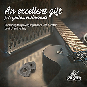 Bog Street Axe Cut Thin Guitar Pick Pack Of 6 - Made in USA Ergonomic Guitar Picks Thin, Non Slip Light Guitar Picks, Black Color