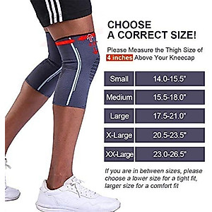 BERTER Knee Compression Sleeve Support for Running, Jogging, Sports - Brace for Joint Pain Relief, Arthritis and Injury Recovery - A Pair (X-Large, 20.5-23.0")