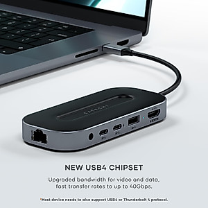 Satechi USB4 Multiport Adapter, USB C Hub 6 in 1 with 8K HDMI, 100W USB C PD Charging, USB C Data, USB-A, Ethernet, Audio Jack, for MacBook Pro/Air M1 M2 M3, Windows