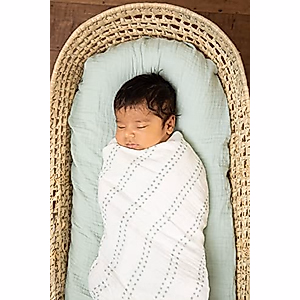 Muslin Swaddle Baby Blankets for Girl or Boy, Soft and Breathable Oeko-Tex Cotton Muslin Baby Blanket, Newborn Swaddling Wrap, Receiving Blanket, 47 in x 47 in, Mint Green and Cream Dots