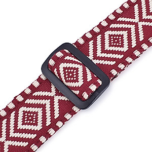 CLOUDMUSIC Tenor Concert Soprano Baritone Ukulele Strap Coloful Hawaii Floral Jacquard For Adult Size And Kids(Ethnic Red)