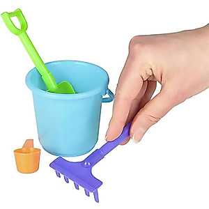 The Dreidel Company Mini Beach Playsets, Play Set Includes 1 Sand Bucket, 1 Shovel, 1 Rake, and 1 Scoop, Birthday Treats for Boys and Girls, Party Favors for Kids and Toddlers (6-Pack)
