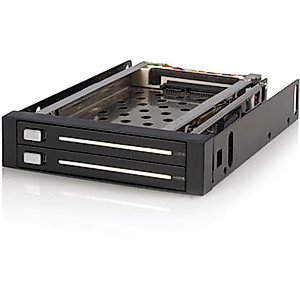 StarTech.com 2 Drive 2.5in Trayless Hot Swap SATA Mobile Rack Backplane - Dual Drive SATA Mobile Rack Enclosure for 3.5 HDD (HSB220SAT25B),Black