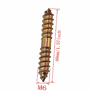 E-outstanding 20Pcs Double Ended Wood Woodworking Furniture Screw Dowel Furniture Connecting Fixing Dowel Screws, M6x40mm