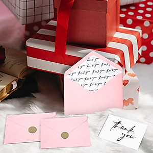 AZAZA Bridal Shower Thank You Cards with Envelopes, 100 Pack, Modern Minimalistic Design, 4x6 Inch, Pink