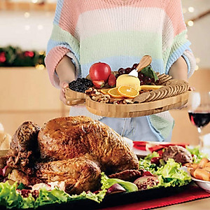 NIUXX Bamboo Cheese Boards with Knives Set, 13 Inch Large Charcuterie Board, Meat Cheese Serving Platter for Entertaining and Serving, Charcuterie Platter for Party Christmas