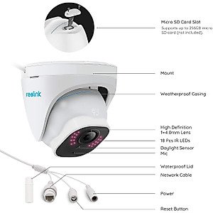 REOLINK PoE Outdoor Home Security Cameras, 5MP Dome Bullet IP Surveillance Cameras, Smart Human/Vehicle Detection, Work with Smart Home, Time-Lapse, 2X RLC-510A Bundle with RLC-520A (Pack of 2)