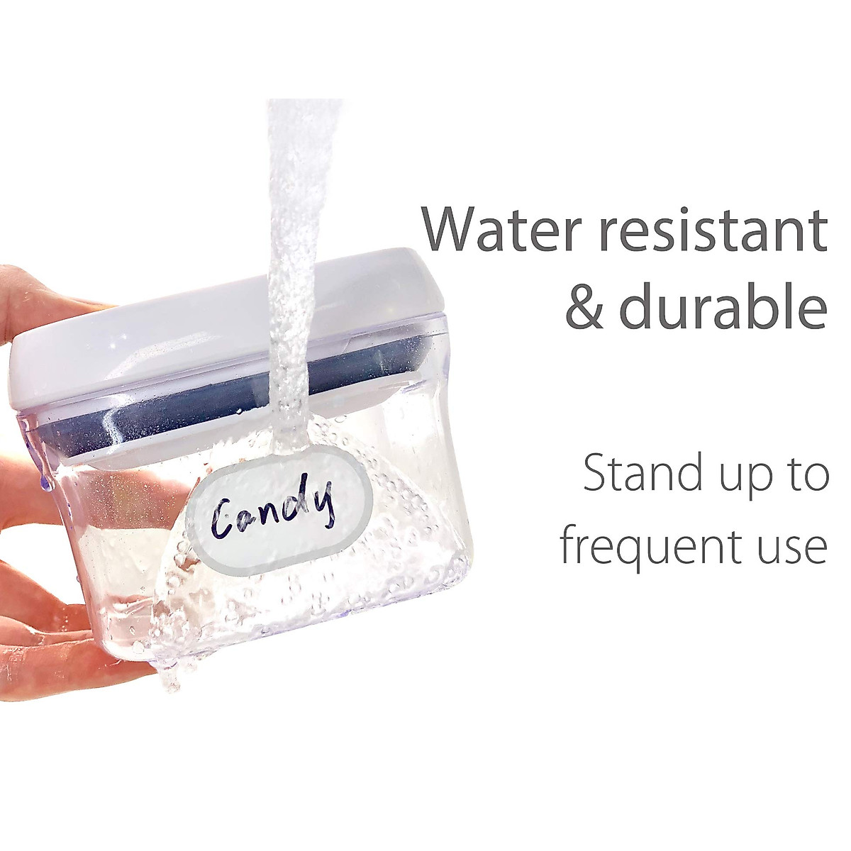 Removable Waterproof Food Labels, Write-on Kitchen Labels for POP Food Storage Containers, Jars and Home Organization, Pantry & Spice Sticker, Pack of 64