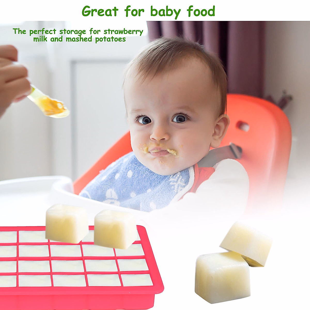 Ice Cube Trays Silicone - 3 Pack Silicone Ice Cube Trays Molds with Lid for Freezer, Removable and Stackable, 24 Ice Cubes Per Trays for Cocktail/Whisky/Beverages (Blue, Green, Rose Red)