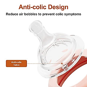 NCVI Breast Milk Storage Bottles, Baby Bottles with Nipples and Travel Caps, Anti-Colic, BPA Free, 4.7oz/140ml, 2 Count