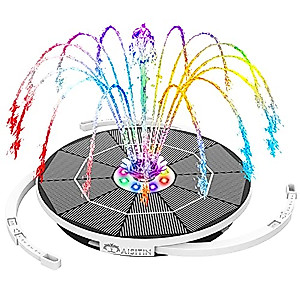 AISITIN 3.5W LED Solar Bird Bath Fountains Upgraded, Solar Fountain with 8 Nozzles, 3000 Battery & 3 Brackets, Floating Solar Powered Water Pump for Garden, Pond, Bird Bath and Pool