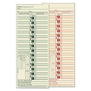 Tops 1275 Time Clock Cards, Bi-Weekly, Two-Sides, 3-1/2-Inch x9-Inch,500/BX