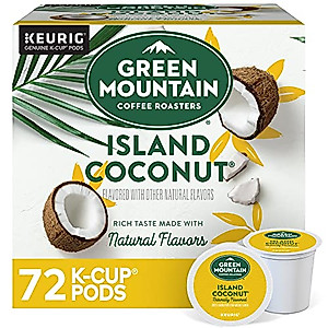 Green Mountain Coffee Roasters Island Coconut, Single-Serve Keurig K-Cup Pod, Flavored Light Roast Coffee, 12 Count (Pack of 6)