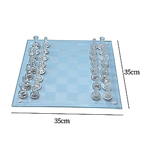 SM SunniMix Chess Set for Adult, Frosted Chess Board Set, Portable Glass Chess Game, Classic Strategy Game for Game, Festival Interaction TripsTable Decor
