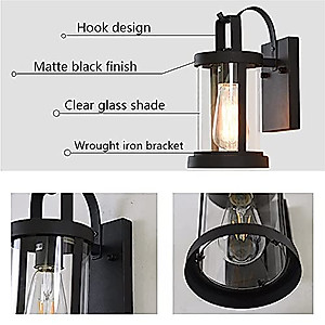 Rustic Farmhouse Wall Lanterns Outdoor Waterproof Wall Sconce Exterior Wall Mount Black Porch Light with Clear Glass Shade for Home Patio Garden Garage Lighting