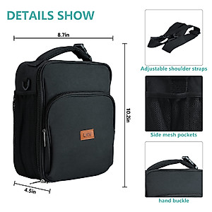 Lunch Bag for Men Women, Reusable Lunch Box for Office Work Lunch, Leakproof Cooler Tote Bag, Freezable Lunch Bag，Black