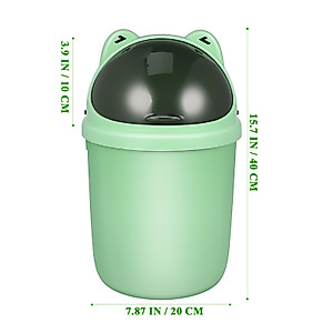 MAGICLULU Cartoon Frog Trash Can with Flip Lid Cute Waste Basket Plastic Garbage Bin Garbage Can Rubbish Pail Toilet Paper Bucket for Bathroom Kitchen Office