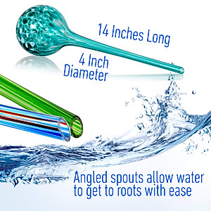 Wyndham House, 6 Piece Watering Globe Set, Colorful Hand-Blown Glass Plant Watering System