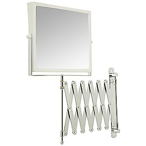 Jerdon 8.3-Inch x 6.5-Inch Two-Sided Swivel Wall Mount Mirror - Vanity Mirror with 5X Magnification & 30 inch Wall Extension - White Base with Chrome Finish Handle - Model J2020C