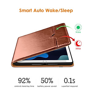 DTTO for iPad 9th/8th/7th Generation 10.2 Inch Case 2021/2020/2019, Premium Leather Business Folio Stand Cover with Apple Pencil Holder - Auto Wake/Sleep and Multiple Viewing Angles, Dark Brown