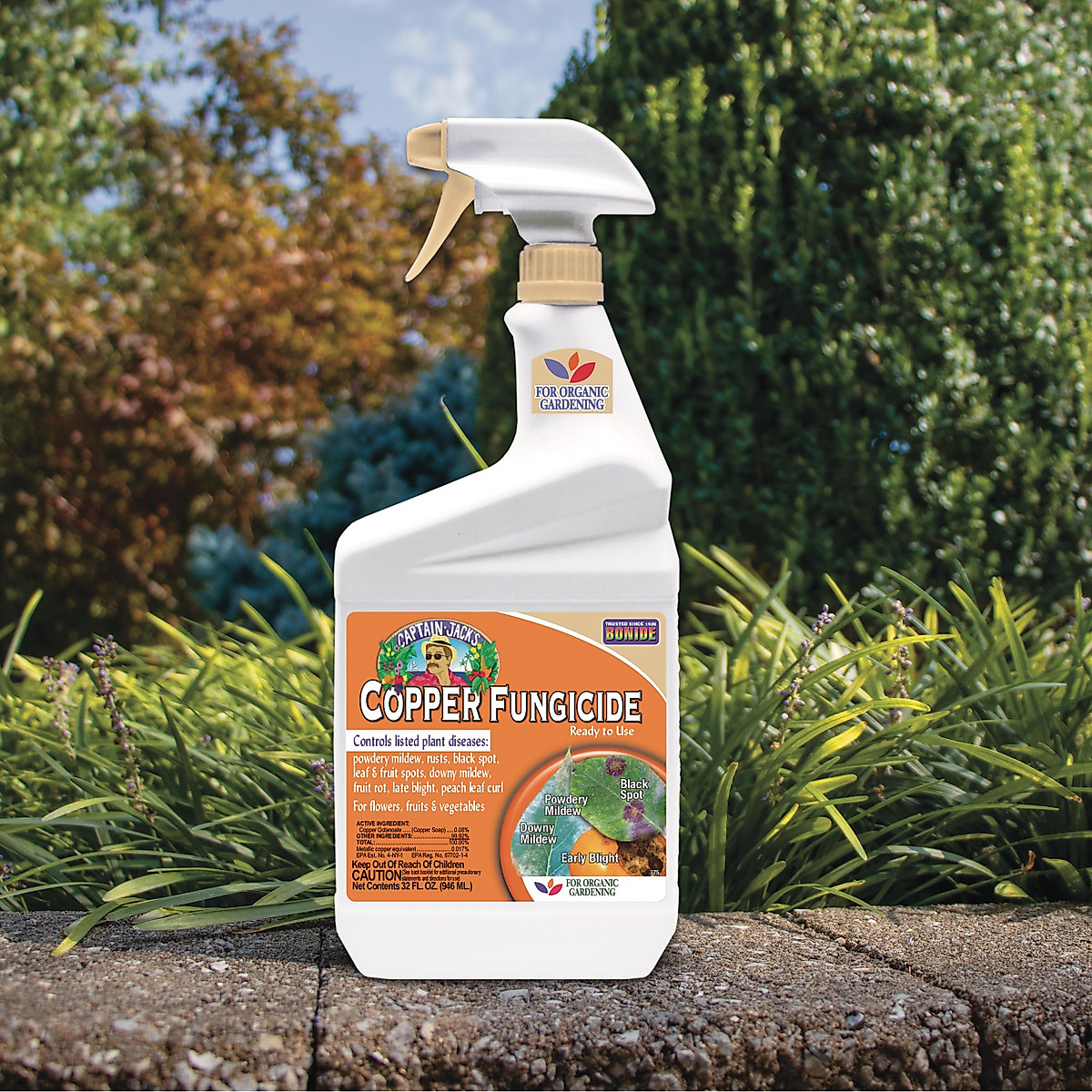 Bonide Captain Jack's Copper Fungicide, 32 oz Ready-to-Use Spray for Organic Gardening, Controls Common Diseases