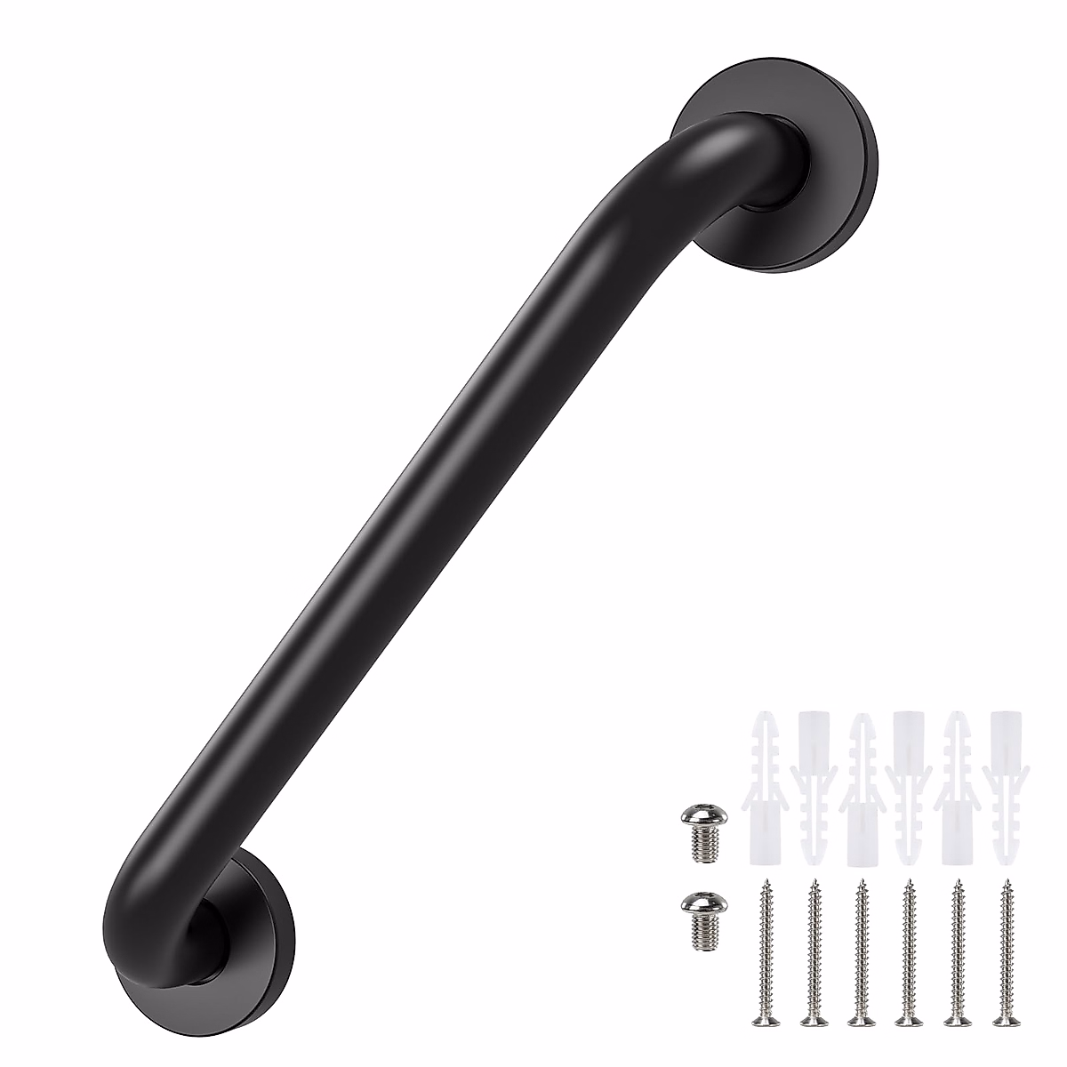 12 Inch Grab Bars for Bathtubs and Showers Black, Safety Shower Grab Bars for Seniors Elderly Handicapped, Handicap Grab Bars for Shower with Concealed Screws, Tesuchan