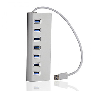 High Speed USB 2.0 Hub Premium 7-Port Portable Aluminum Hub with 60cm USB 2.0 Cable for iMac, MacBooks, PCs and Laptops