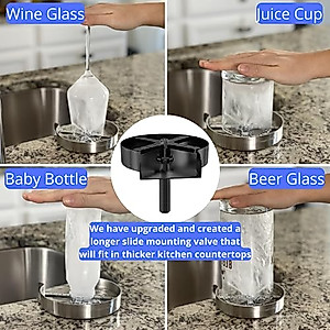 2023 NEW Imporved FineKitchens Glass Rinser for Kitchen Sink Matte Black – Sink Glass Cleaner for Cups, Bottles, Glasses - Durable SS304 Stainless Steel Build 7 Jet Glass Sprayer Washer for Cleaning