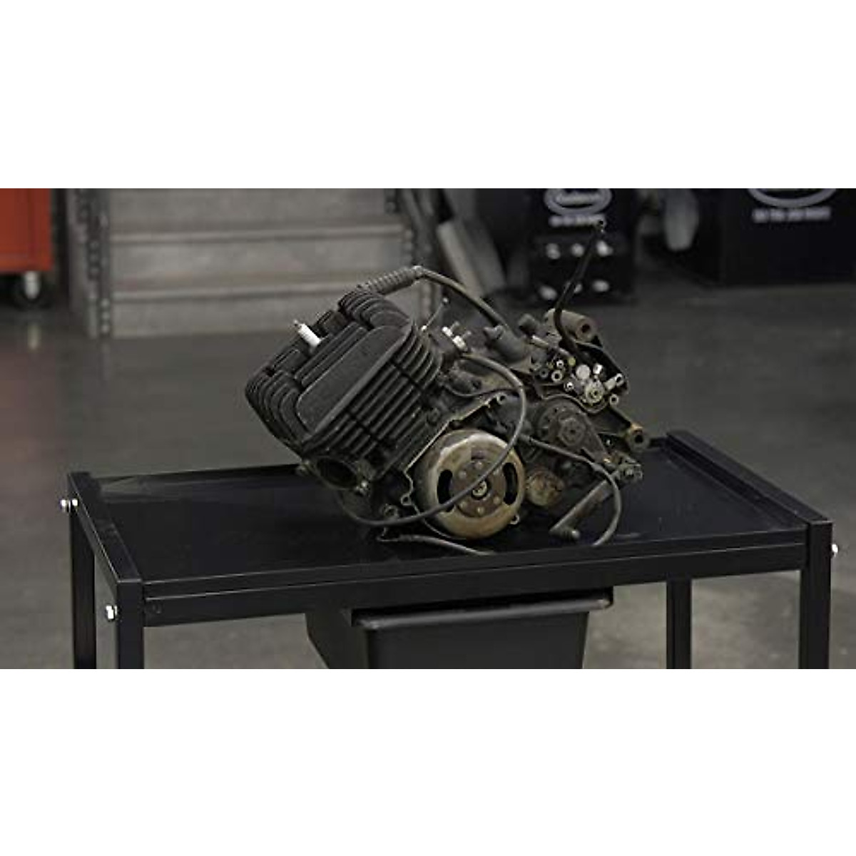 Eastwood Tear Down Table 27x16 Inch Work Space Two Storage Locking Shelves