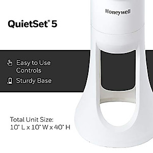 Honeywell HYF260 Quiet Set Whole Room Tower Fan, White