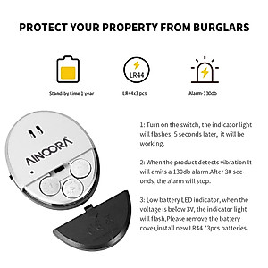 Window Alarm Sensors 4 Pack, Glass Break Sensor 130DB Loud Window Vibration Alarms, Burglar Intruder Entry Detector for Indoor Home Office Apartment & RV Security