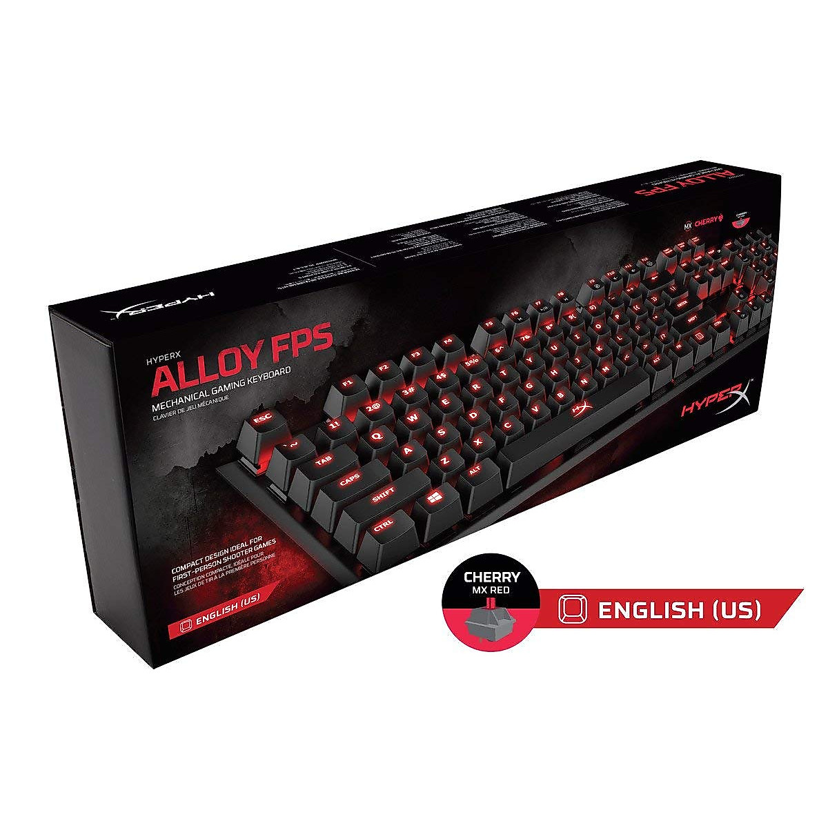HyperX Alloy FPS - Mechanical Gaming Keyboard & Accessories - Compact Form Factor - Linear & Quiet - Cherry MX Red - Red LED Backlit (HX-KB1RD1-NA/A1) (Renewed)