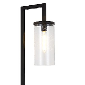 Henn&Hart 67.75" Tall Floor Lamp with Glass Shade in Blackened Bronze/Seeded, Floor Lamp for Home Office, Bedroom, Living Room