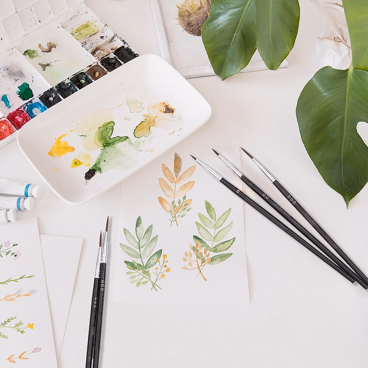 Anezus Tiny Detail Paint Brushes 30 Pcs Fine Paint Brushes Set with 3 Size #0#00#000 Liner brush for Miniature 40k Model Crafts Watercolor Acrylics Oil