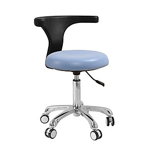 GUNEL Medical Dentist Chair Dental Stool Dental Mobile Chair, Height Adjustable Doctor Chair with 360 Degree Rotation Backrest and Seat (Color : Blue, Size : A(Without Foot Rest))
