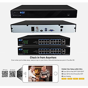 GW 32 Channel 4K NVR 8MP (3840x2160) H.265+ Color Night Vision Smart AI Security Camera System - 32 x UltraHD 4K Human Detection PoE IP Microphone Outdoor/Indoor Bullet Camera, 15 AI Functions