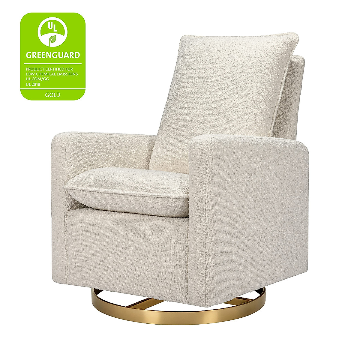 Babyletto Cali Pillowback Swivel Glide in Boucle, Greenguard Gold and CertiPUR-US Certified