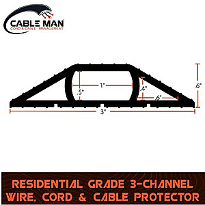 Cable Man Floor Cord Cover and Cable Protector for Cable Management, 3 in. x 5 ft., Gray, 6000-G5C