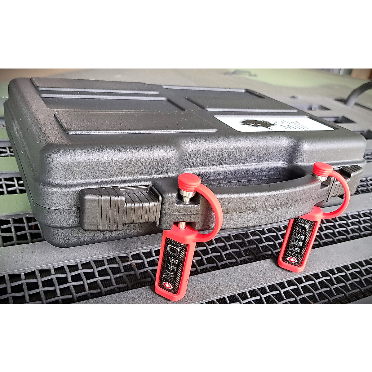 1x Black, 1x Red TSA Approved Tactical Gun Case Locks | Protective Rubber Sleeve & Cut-Resistant MonoShaft | Secure Single Shaft Padlock for Guns Luggage Rifles Pistols & Revolver Cases - Child Safe