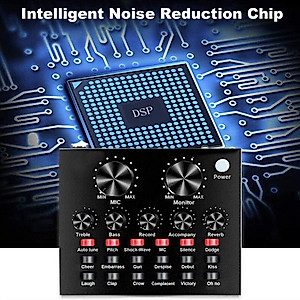 Bluetooth Sound Mixer Board, V8 Sound Card, for Live Streaming with Effects, for Music Recording Karaoke Singing Broadcast on Cell Phone Computer Laptop Tablet