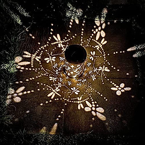 Solar Lanterns Outdoor Hanging Lantern Light, Cool Blue & Dragonfly Set (2 Pack)