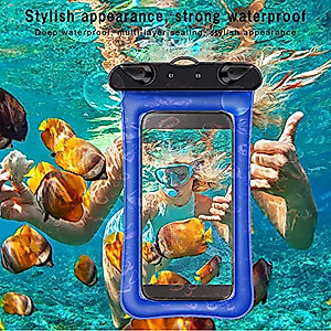 Universal Waterproof Phone Pouch,Floatable Waterproof Phone Pouch Compatible for iPhone 13 12 11 Pro Max XS Max XR X 8 7 Samsung Galaxy s10/s9 Up to 7.0", IPX8 Cell Phone Dry Bag -2 Pack Black+Blue