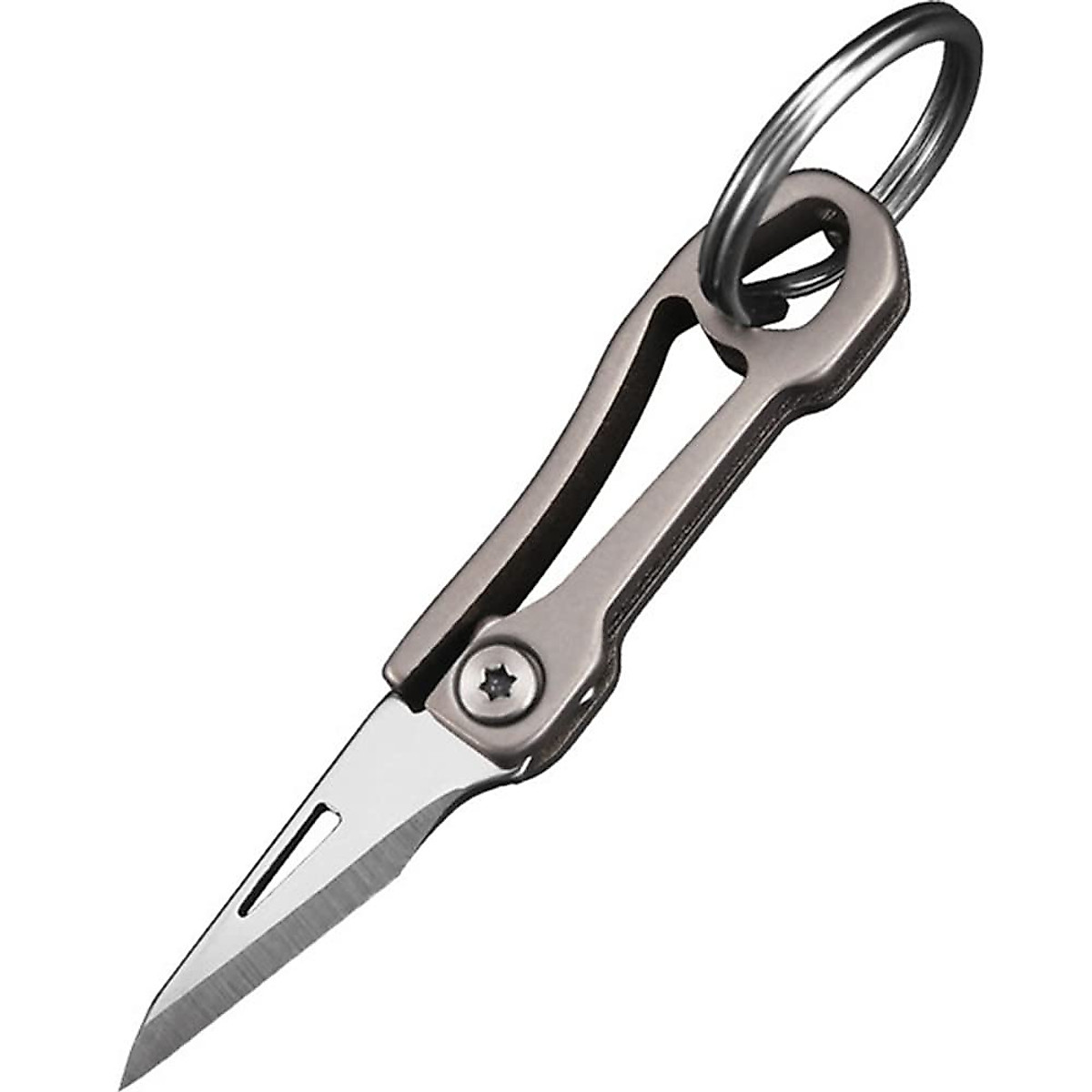 KUNSON Ultra Small Little Folding Pocket Titanium Alloy Knife with 420j2 Stainless Steel Blade, Mini EDC Portable Knife/Box Cutter/Package Opener, Ultra Compact and Lightweight Mini Folding Knife