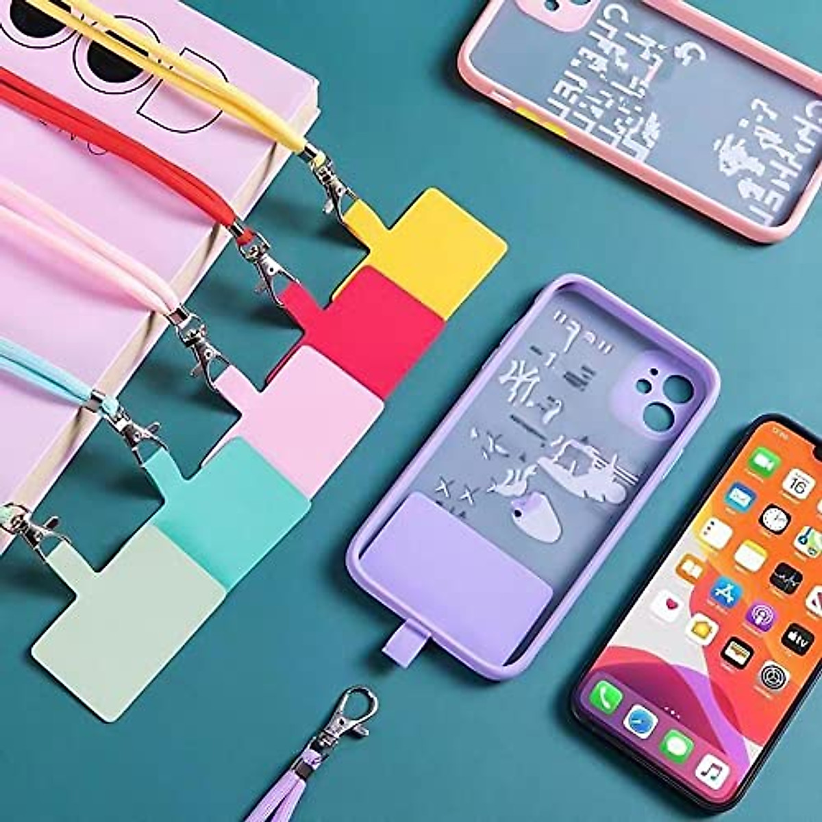 Universal Cell Phone Lanyards with Adjustable Detachable Nylon Neck Crossbody Lanyard and Safety Pads for Most Smartphones(White)