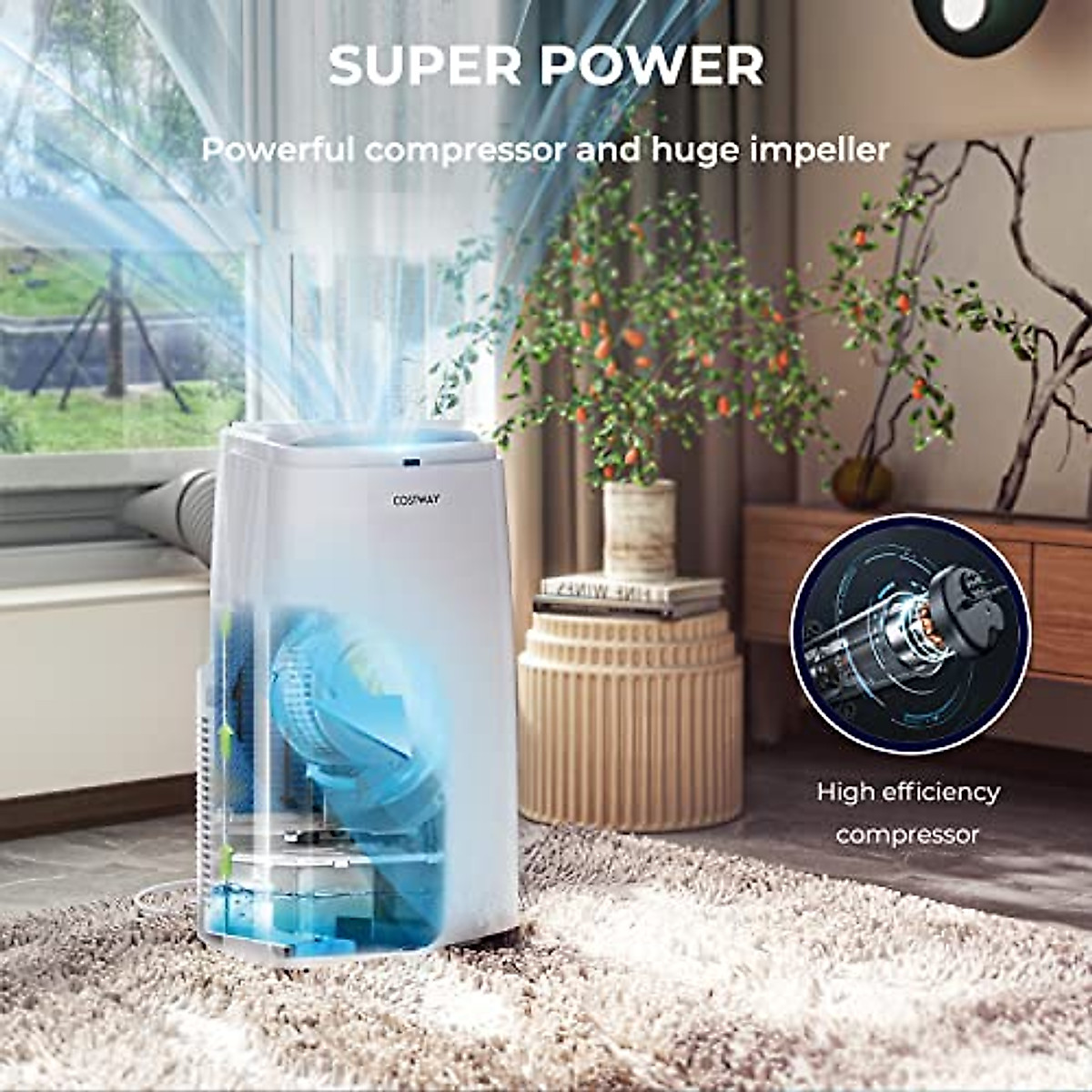 DORTALA 12000 BTU Portable Air Conditioner, 3-in-1 AC Cooling Unit with Dehumidifier & Fan Modes, Remote Control, Cools 450 Sq. Ft, Compact Freestanding Air Conditioner, White (12000BTU)