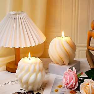 Threlaco 2 Pieces Handmade Knot Ball Candle Elegant Swirl Candle Large Pillar Candle Scented Soy Wax Twirl Candle Decorative Candles for Housewarming Gift Room Shelf Decor