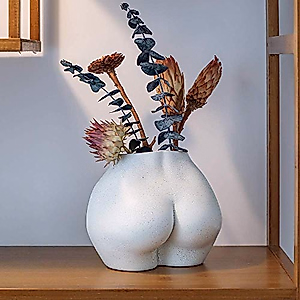 FROZZUR Body Plant Pot Butt Vase, Female Body Flower Pots with Drainage Holes, Resin Flower Planter Modern, Modern Design Boho Form Pieces, Artificial Faux Potted Flower for Home Decor Indoor Outdoor